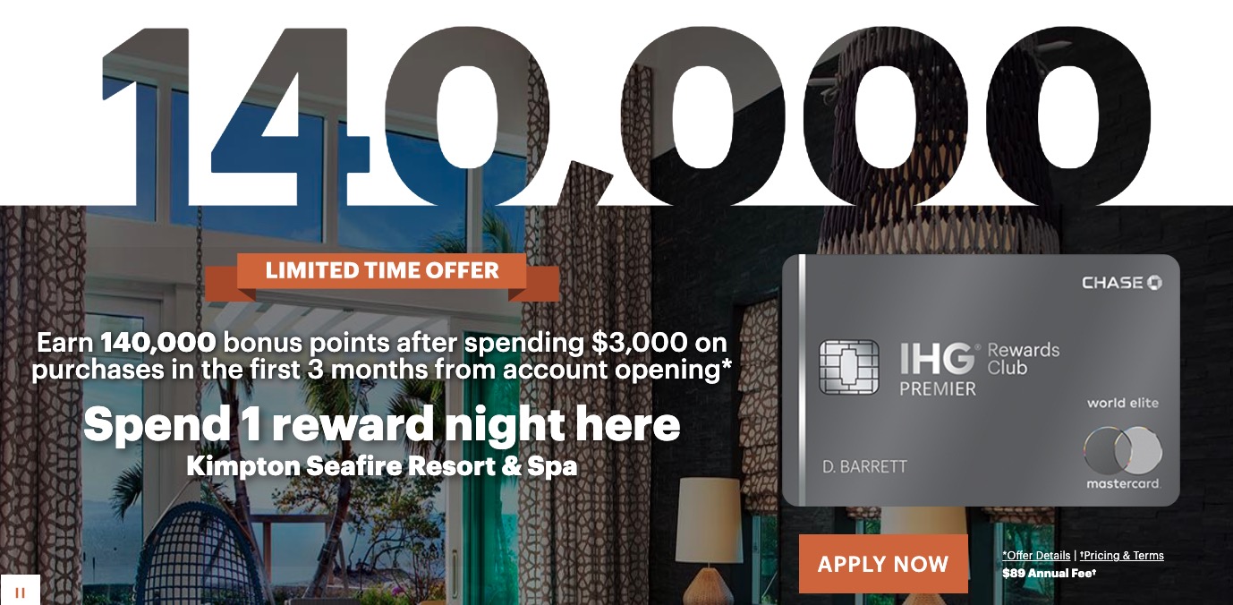 Chase IHG Premier Credit Card【2020.1 更新：亲测，持有老卡，仍能申请拿 140K 开卡奖励】 – 美国信用卡101