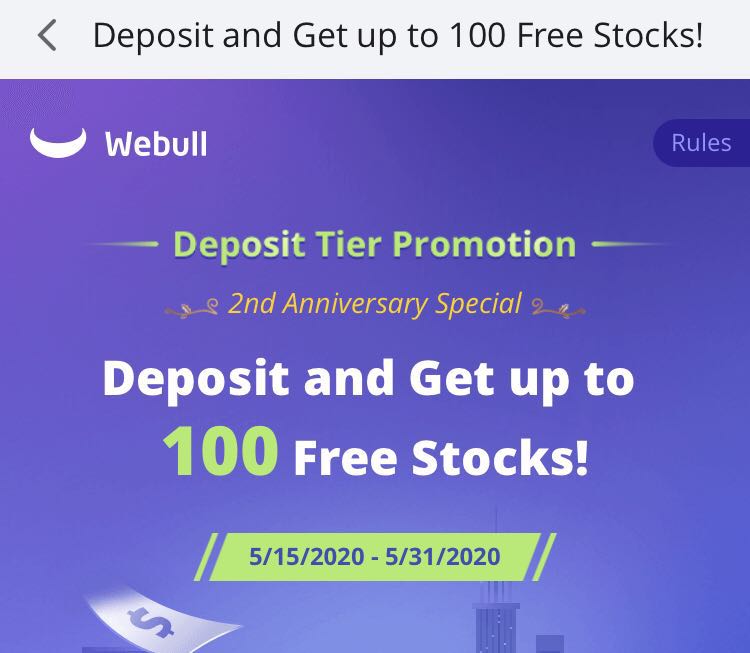 土豪进！Webull 美股 APP 存钱最多送 100 只股票，价值最高 $14000! - 美国信用卡 101