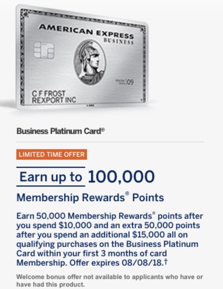 100K Offer！现在可以打电话获取 Amex Business Platinum 的 100K 开卡奖励 Offer - 美国信用卡 101