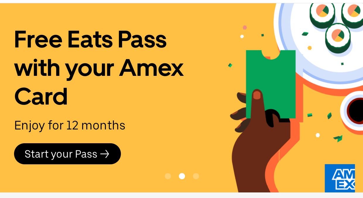 Uber EATS | AMEX Platinum/Gold/Green 卡主送一年 Eats Pass - 美国信用卡 101