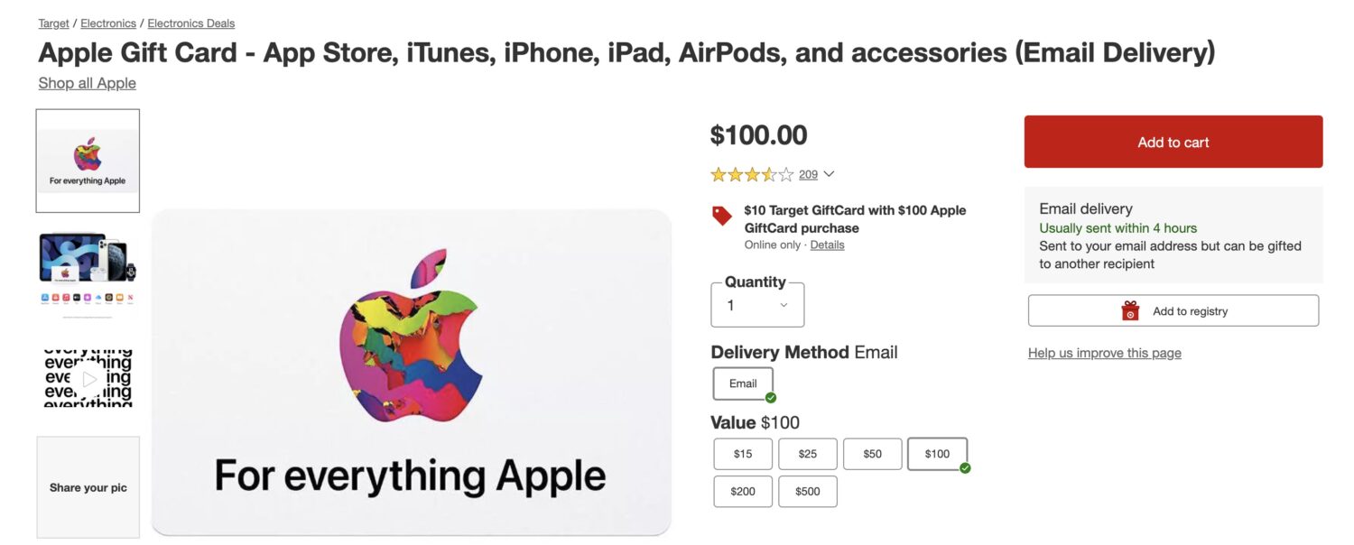 Target 买 $100 Apple GC 返 $10 Target GC（可买 Iphone 13） - 美国信用卡 101