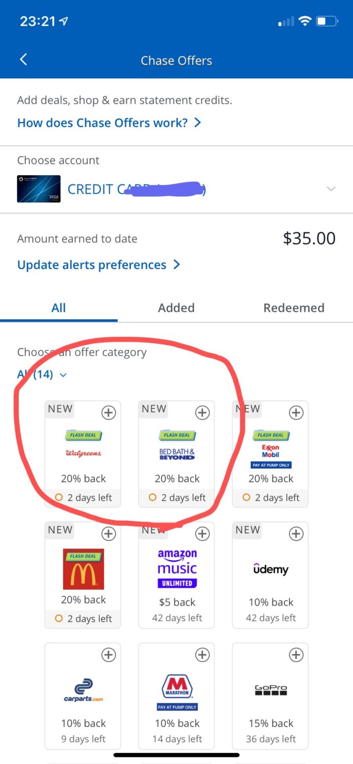 [Chase Offer] Walgreen、Bed Bath and Beyond、Exxon 20% 返现好 Offer - 美国信用卡 101