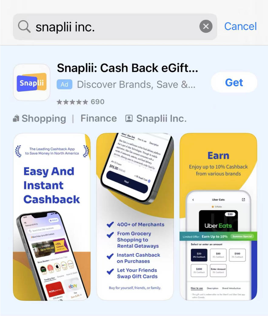 Snaplii APP 介绍：买礼卡最高 10% 返现【注册送 $10+$5 折扣】 - 美国信用卡 101